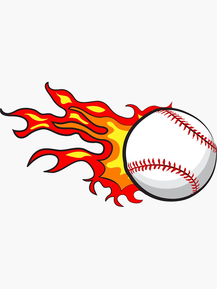 "Flaming Baseball Ball Sticker" Sticker for Sale by mercedesfr47 ...