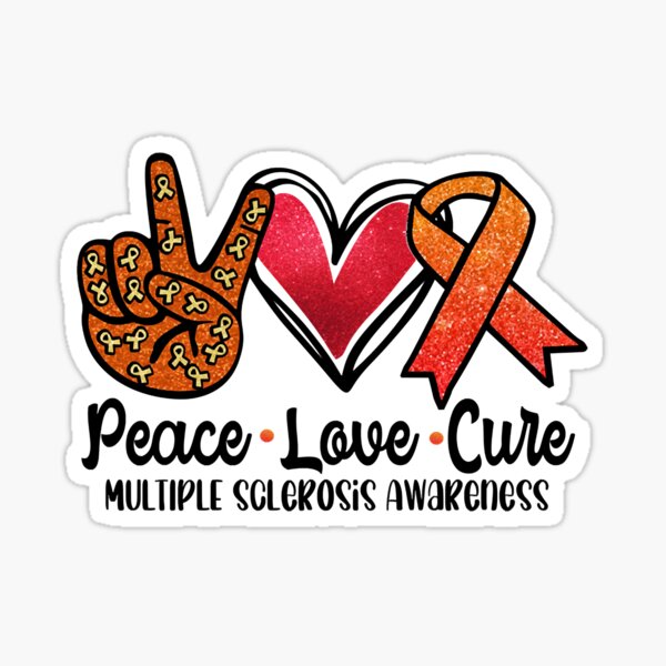 "Peace Love Multiple Sclerosis Awareness Ribbon" Sticker for Sale by ...