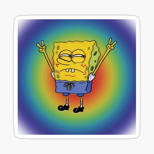 Pegatina «Bob esponja sospechosa paz arcoiris» de theredfoxs | Redbubble
