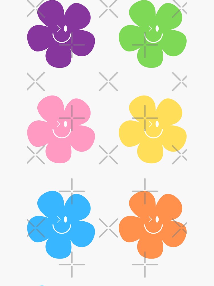 "[sticker pack] smiling pastel y2k flowers" Sticker by Colorful-Inspo ...
