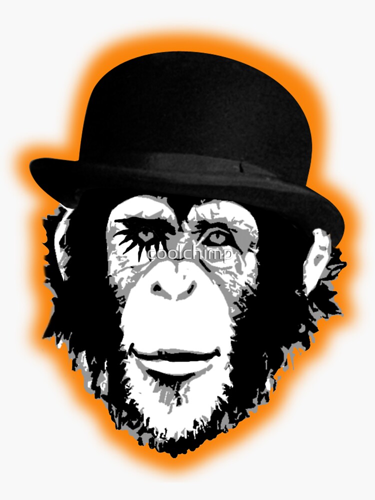 "Chimp Work Orange..." Sticker for Sale by coolchimp | Redbubble