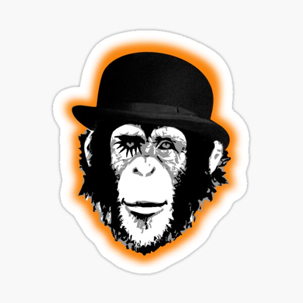 "Chimp Work Orange..." Sticker for Sale by coolchimp | Redbubble