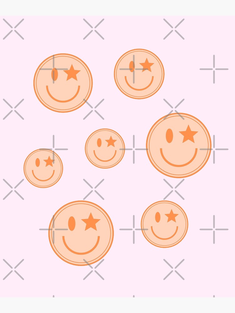 "[sticker pack] pastel orange cute star-eyed smiley faces" Poster for ...