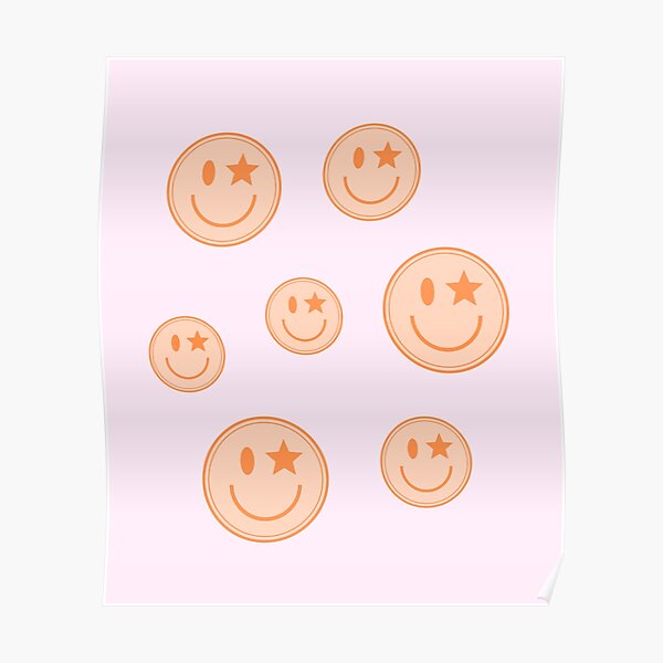 "[sticker pack] pastel orange cute star-eyed smiley faces" Poster for ...