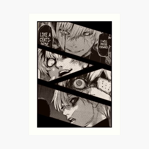 "Ken Kaneki Tokyo Ghoul Tokyo Guru Manga Panel Design" Art Print for ...