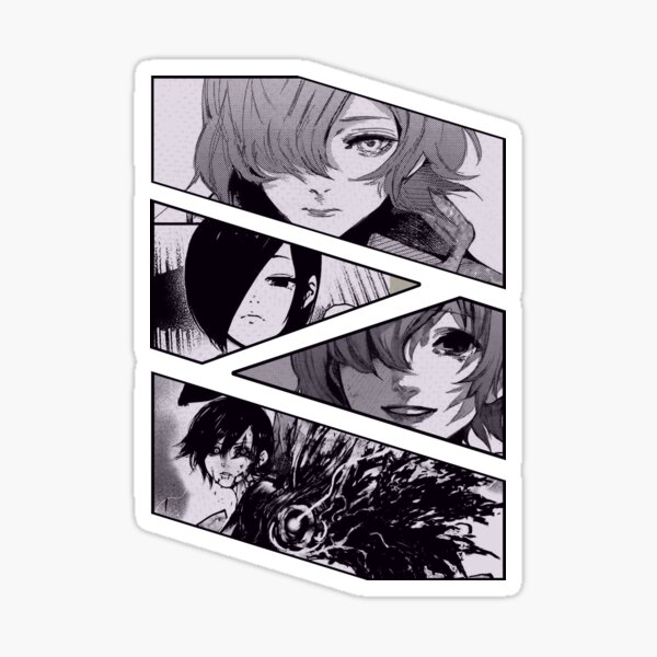 "Touka Kirishima Tokyo Ghoul Tokyo Guru Manga Panel Design" Sticker for ...