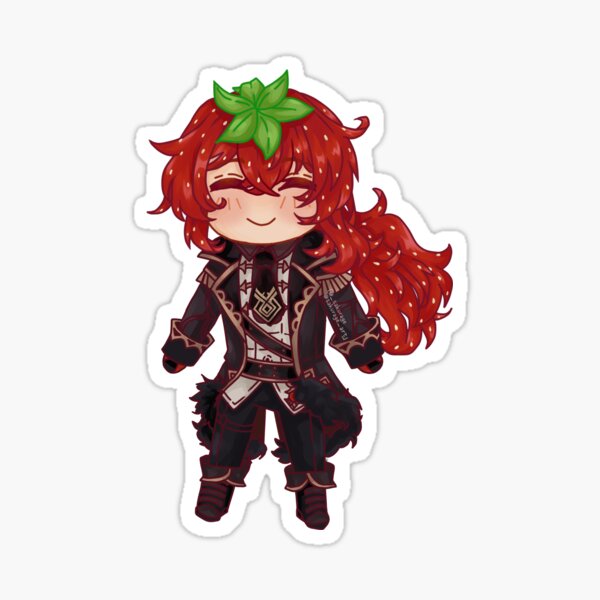 "Strawberry Diluc" Sticker by sakurage | Redbubble