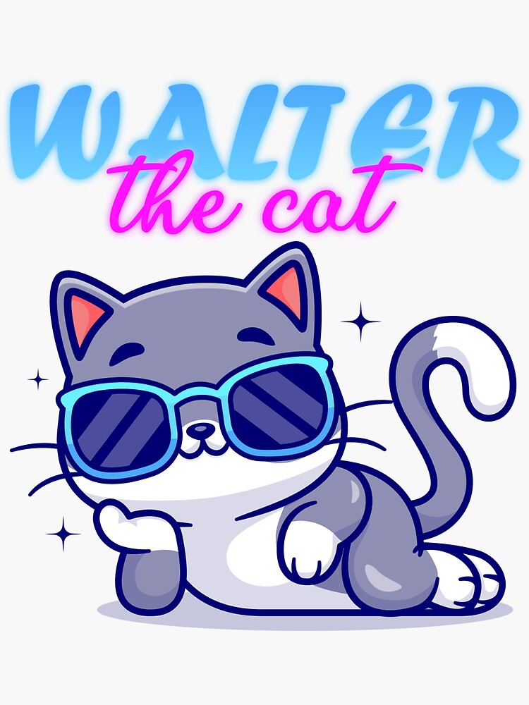 "Walter the Cat with glasses" Sticker for Sale by UMAIMAS | Redbubble