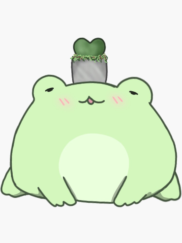 "Chibi Frog With Succulent Plant (Light Green) " Sticker for Sale by ...