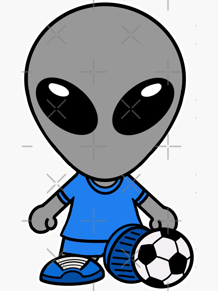 "Space Alien Playing Soccer / Football " Sticker for Sale by ...