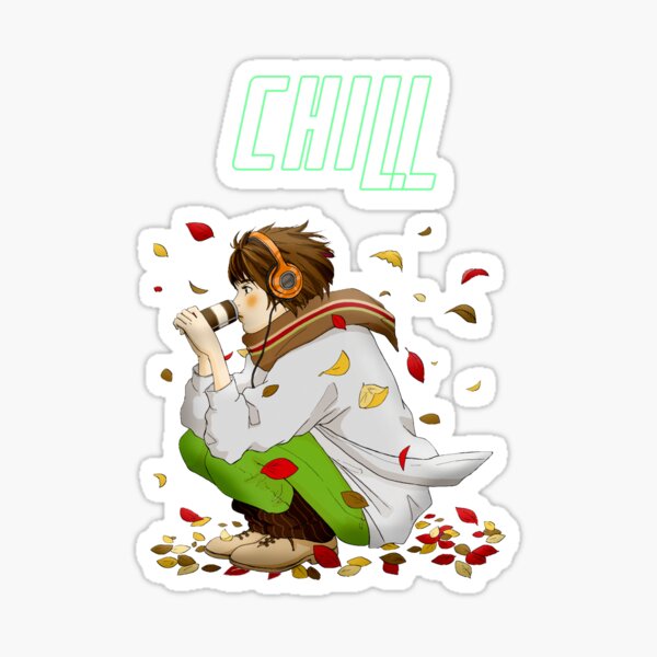 "Anime Chill " Sticker for Sale by studioanalog17 | Redbubble