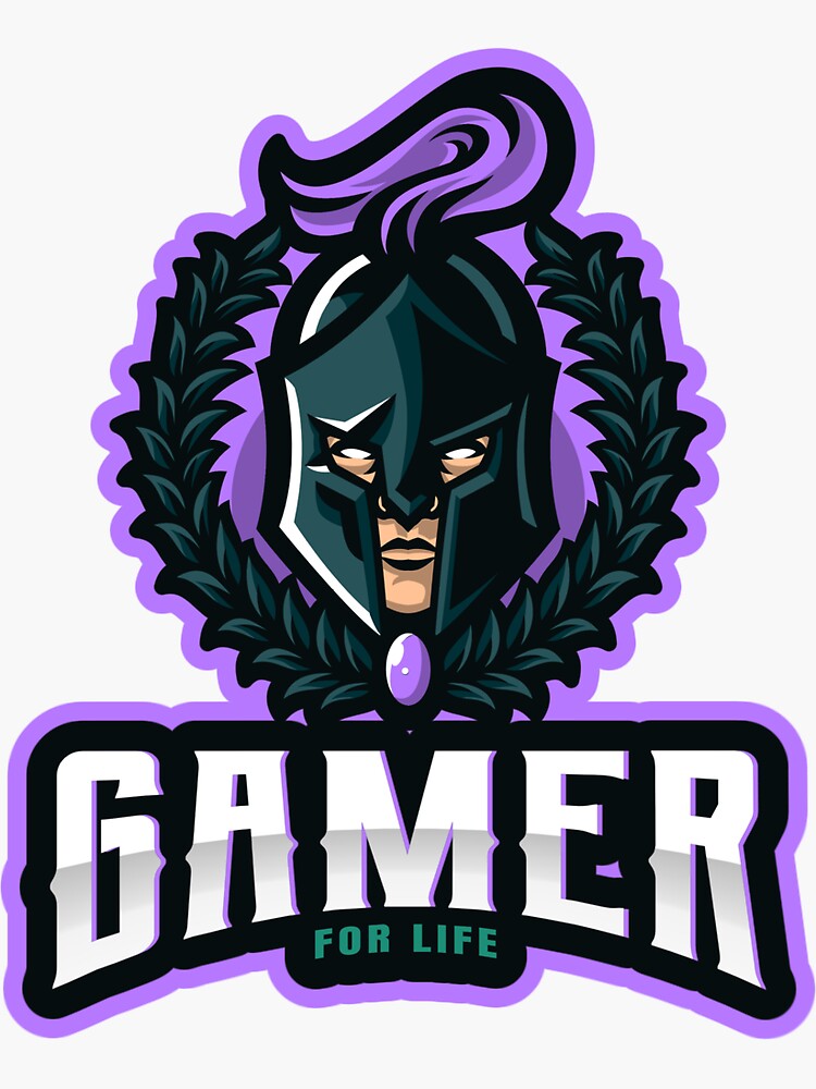 "Gamer for Life with Medieval Knight Masked Warrior" Sticker by ...