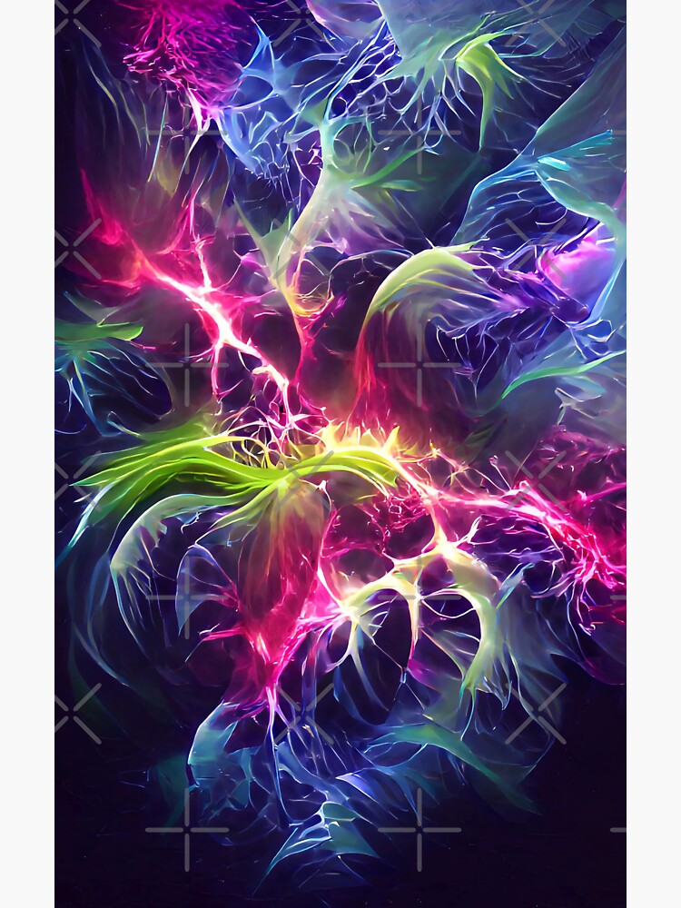 "The energy of the neon storm curls into patterns of glow-in-the-dark ...