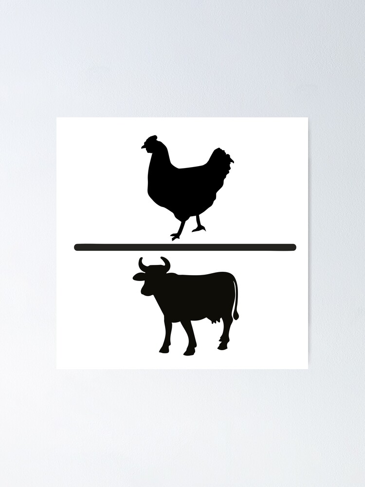 " Vintage Chicken Vs Cow Cool illustration " Poster by X-Trends | Redbubble
