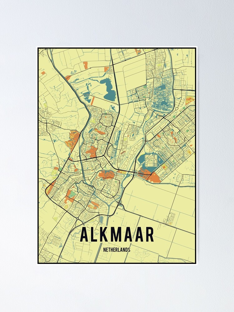 Póster «Mapa de Alkmaar imprimible - Art deco Regalo para cumpleaños ...