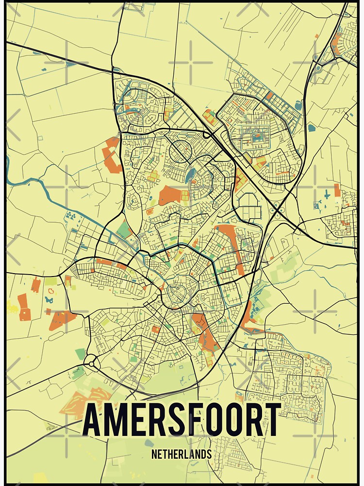 "Amersfoort map printable - Art deco gift" Sticker by PostersProf1 ...