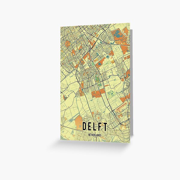 Tarjetas de felicitación «Mapa de Delft países bajos - regalo ...