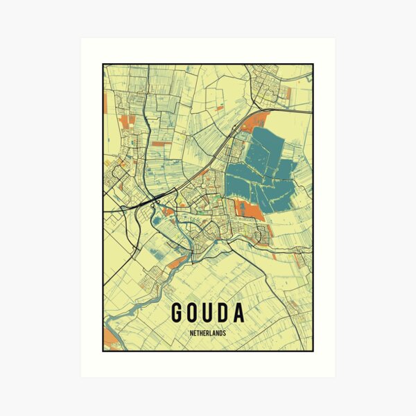"Gouda map holland - Art deco map art prints" Art Print by PostersProf1 ...
