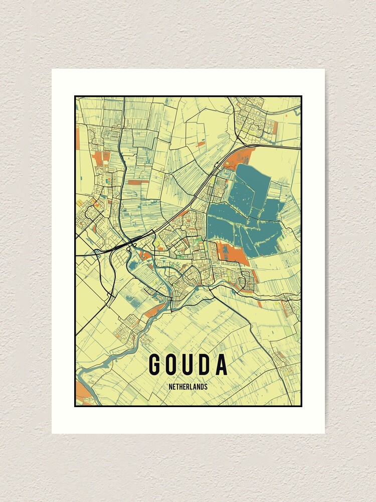 "Gouda map holland - Art deco map art prints" Art Print by PostersProf1 ...