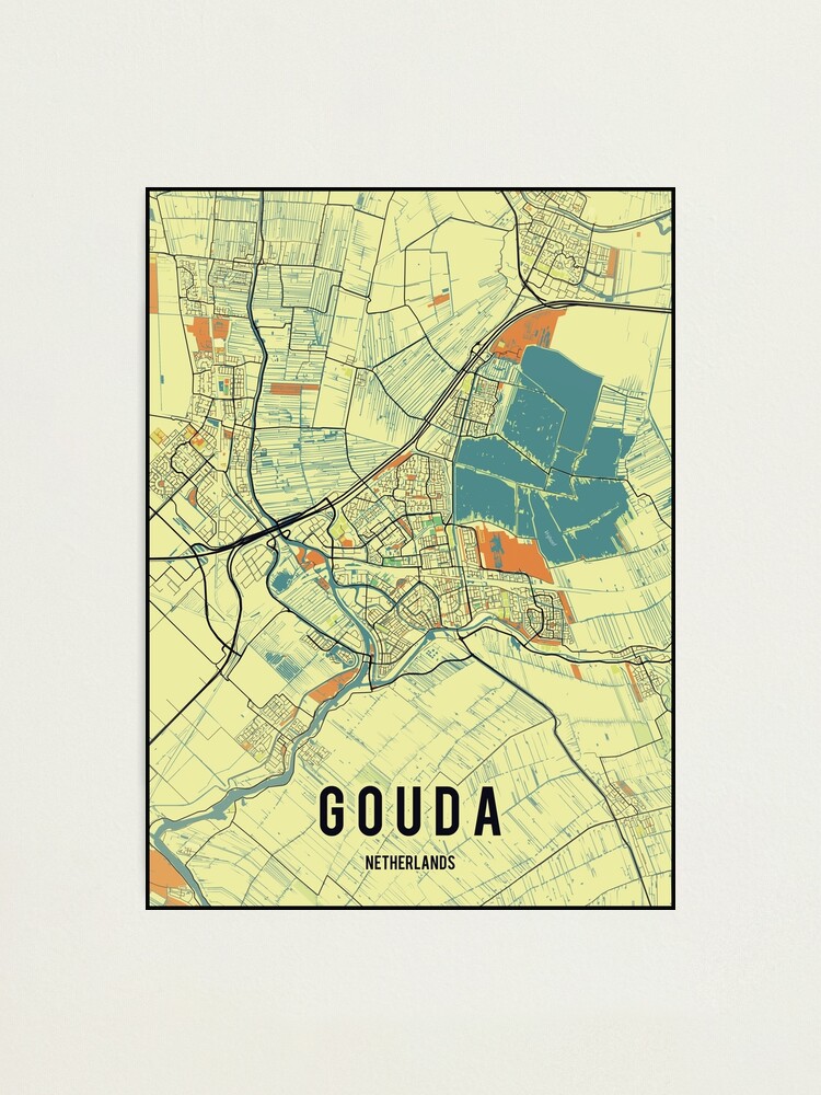 Lámina fotográfica «Gouda map holland - Art deco map láminas artísticas ...