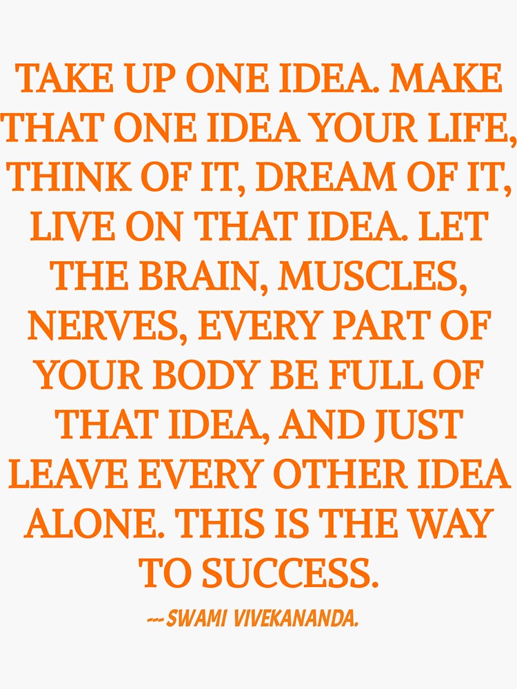 "Take up one idea quote by swami Vivekananda." Sticker for Sale by ...