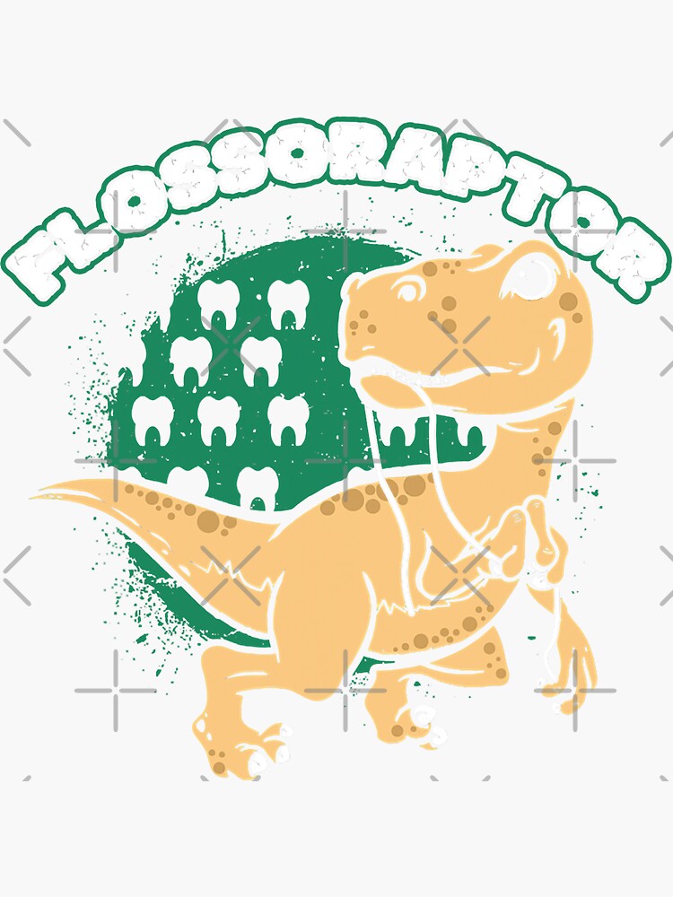 "Flossoraptor Funny Dental" Sticker for Sale by norwoodcarney | Redbubble