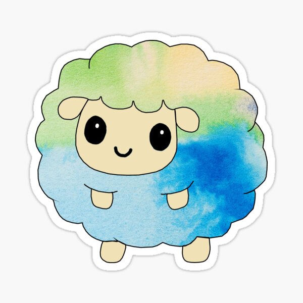 "fluffy little sheep (watercolour edition)" Sticker by ShipsinParadise ...