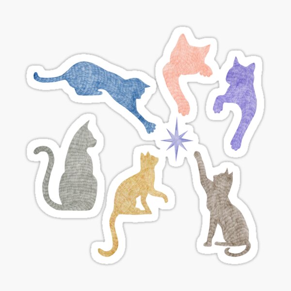 "Cats Chasing a Star" Sticker by fameuxarts | Redbubble
