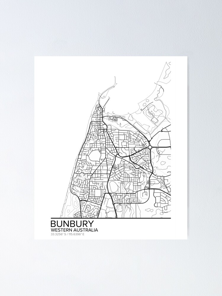 "Bunbury map print wall art, Western Australia gift printable, Home and ...