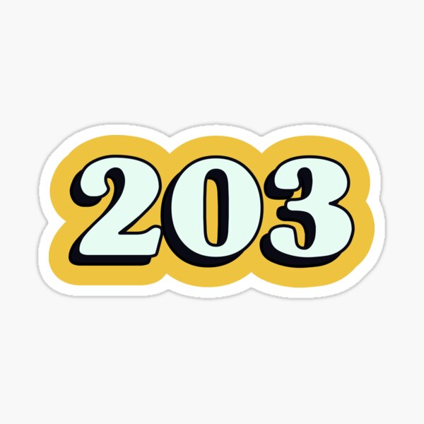 "203 area code zip code location retro yellow" Sticker for Sale by WA ...