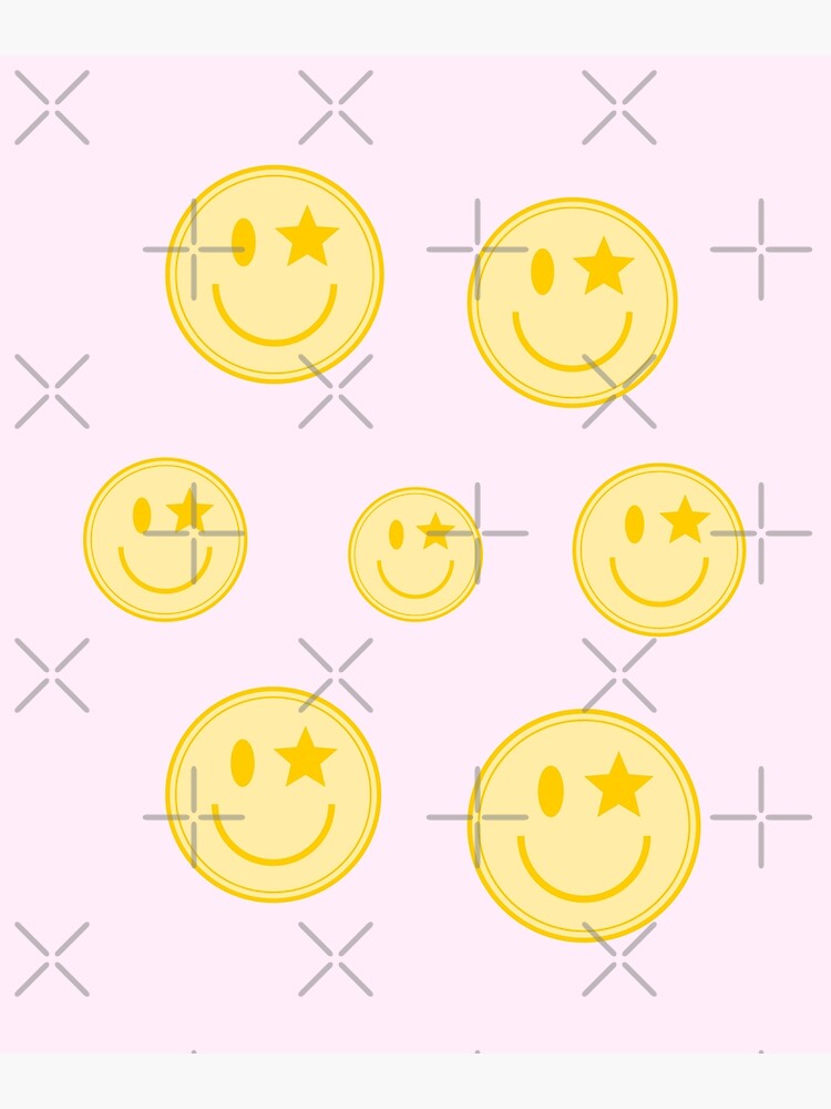 "[sticker pack] pastel yellow, one star-eyed, cute smiley faces" Poster ...