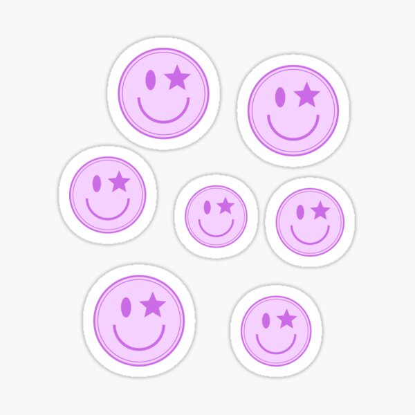 "[sticker pack] lilac, purple, pastel, one star-eyed, cute smiley faces ...