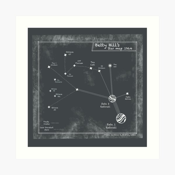 "Betty hills star map - zeta reticuli star system " Art Print for Sale ...
