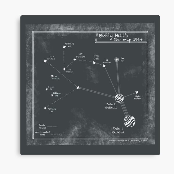 "Betty hills star map - zeta reticuli star system " Canvas Print for ...