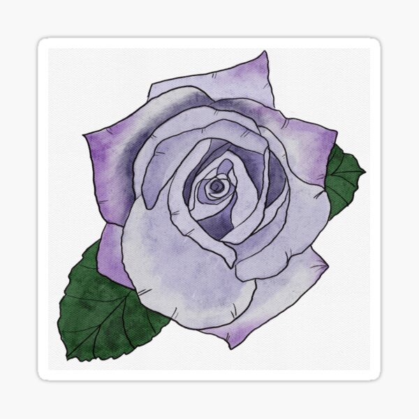 "Purple Rose Line Art Flower Sticker" Sticker for Sale by Alima-Designs ...