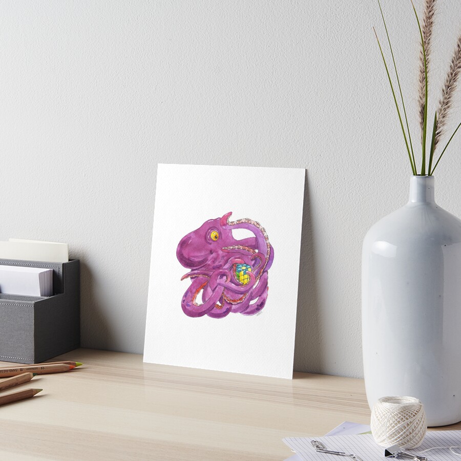 "Octopus with Rubik's Cube" Art Board Print by tmetamorfosis | Redbubble