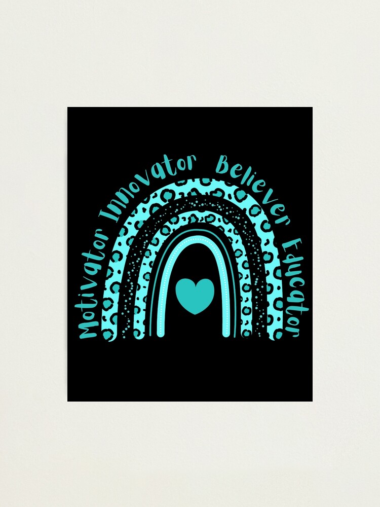 "Turquoise Leopard Print BOHO RAINBOW Teacher Shirt: Motivator ...