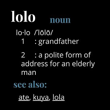 "Lolo Means Grandfather (Filipino Term Defined)" Poster for Sale by ...
