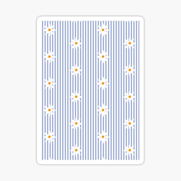 "Feminine White Daisy Flowers on Blue Stripes" Sticker by HotHibiscus ...