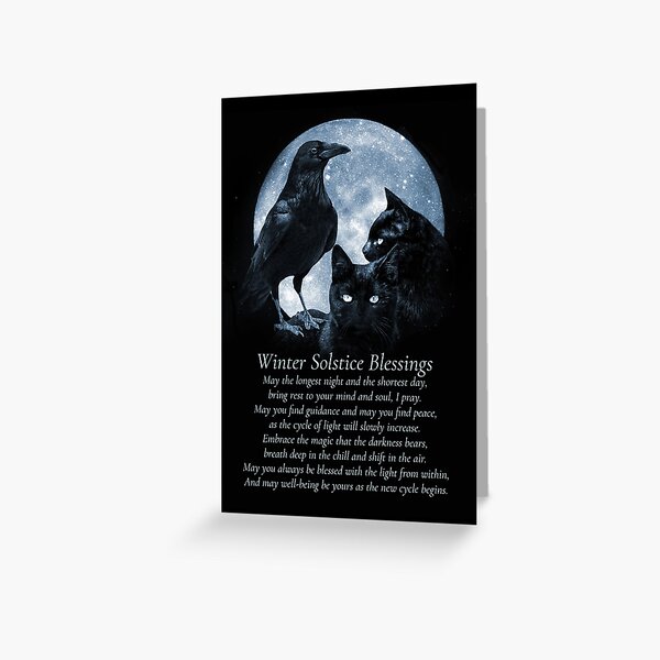 "Winter Solstice Ravens and Black Cats Spiritual Blessings" Greeting ...