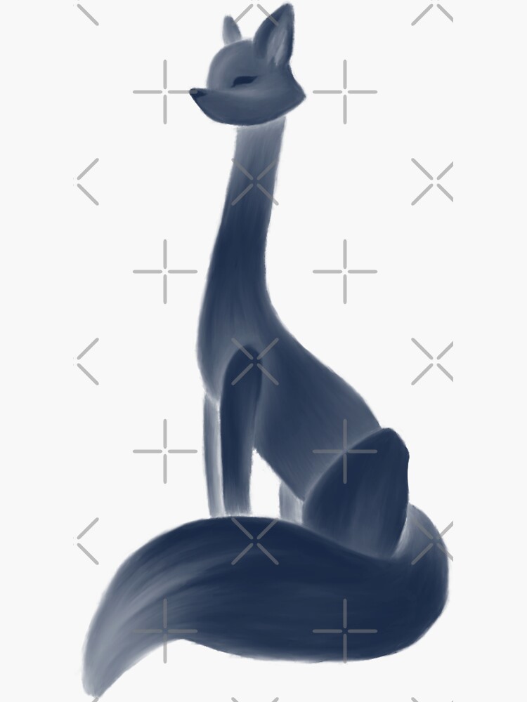 "Dark Ghost Long Neck Fox - Blue Grey and Green" Sticker by Risky ...