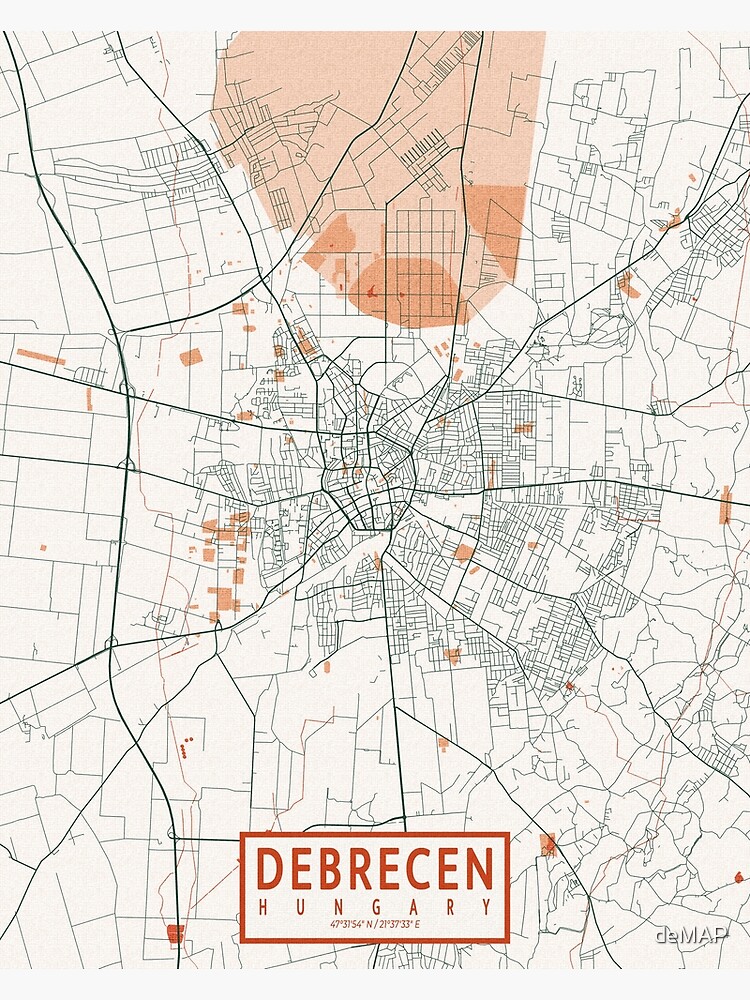 "Debrecen City Map of Hajdu-Bihar, Hungary - Bohemian" Poster for Sale ...