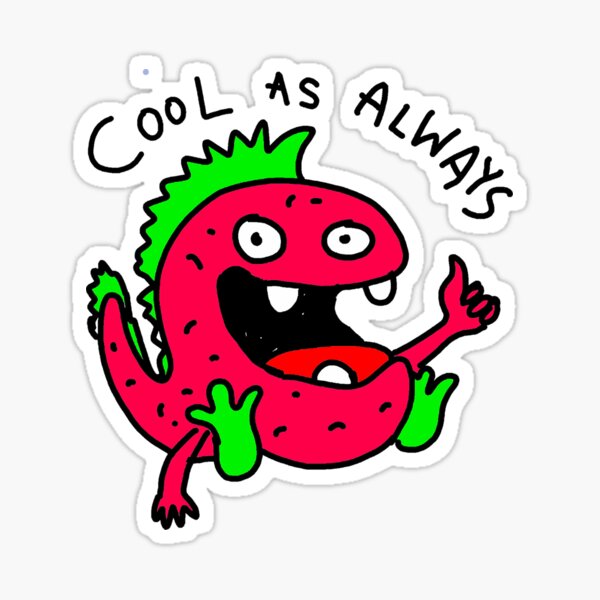 "funny cool smiling red and green creature" Sticker by YooHappy | Redbubble