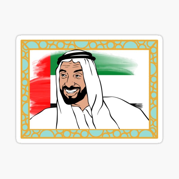"Sheikh Zayed bin Sultan Al Nahyan, UAE" Sticker for Sale by ...