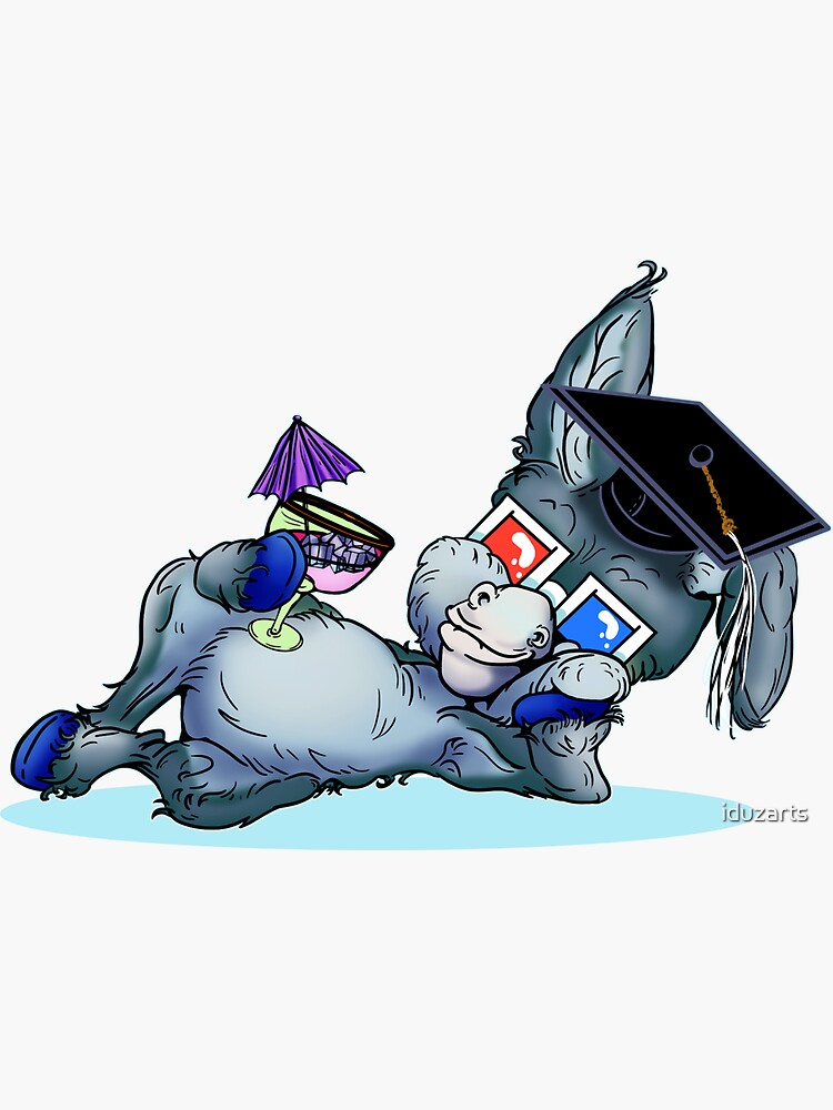"Graduation Party Animal Donkey Cartoon " Sticker by iduzarts | Redbubble
