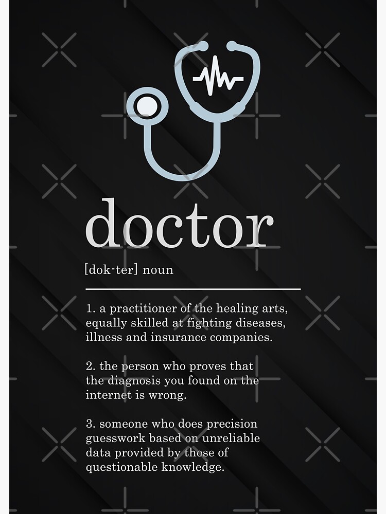 "Funny Doctor Definition PHD Doc Medical Career Sign Dark" Sticker for ...