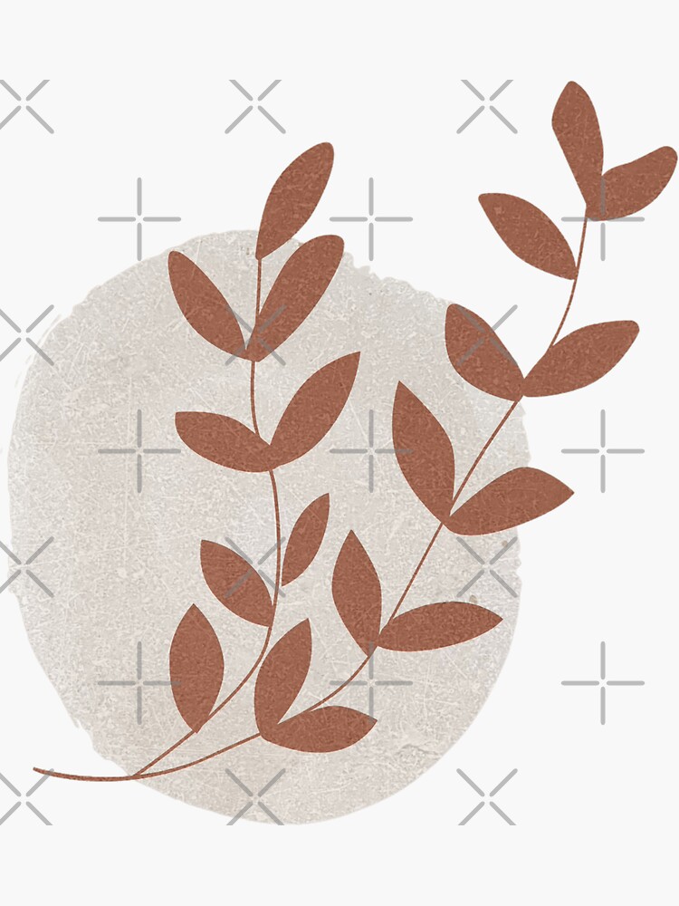 "boho aesthetic brown leaves" Sticker by fleursophia | Redbubble