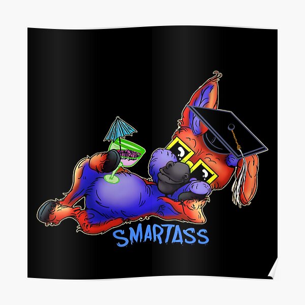 Póster «Dibujos animados de burro animal de fiesta de graduación ...