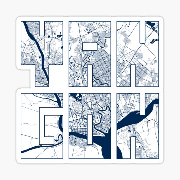 "Yangon City Map of Myanmar - Coastal" Sticker for Sale by deMAP ...