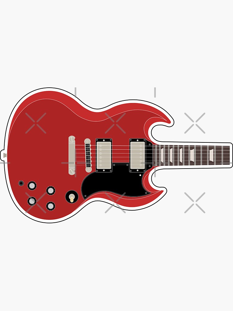 "Gibson SG electric guitar colored line drawing" Sticker by KillerRiffs ...